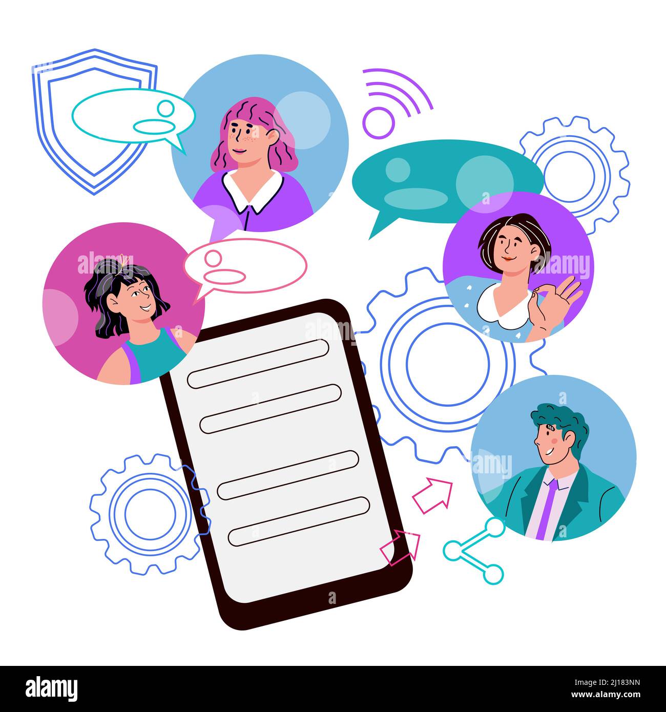 Application for work chat on mobile phone. Secure information exchange ...