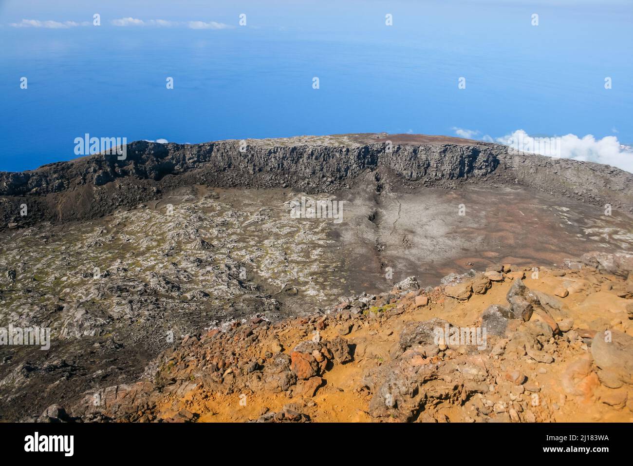 Panorama landscape from the top of Pico volcano at hiking at azores ...