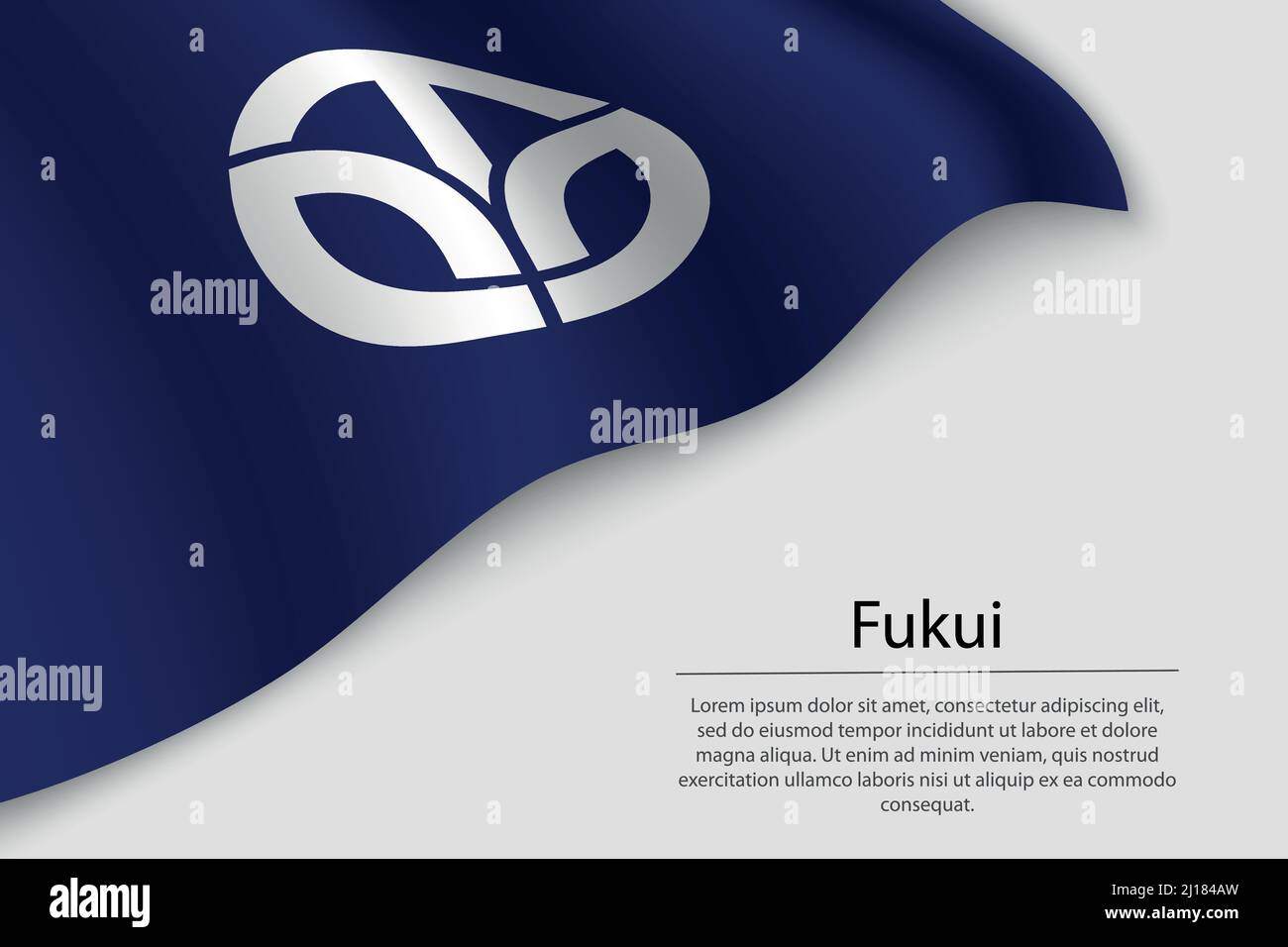 Wave flag of Fukui is a region of Japan. Banner or ribbon vector ...