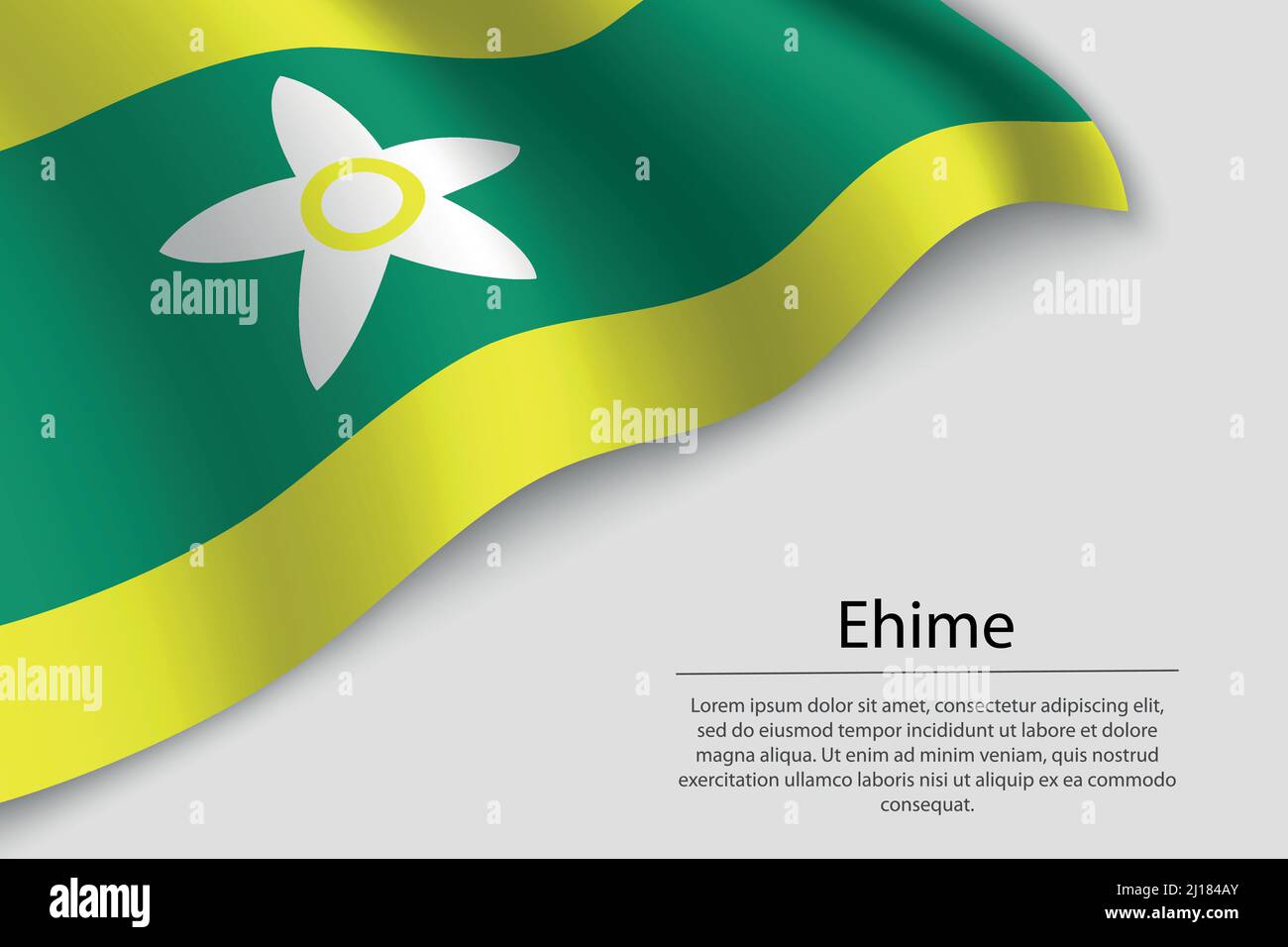 Wave flag of Ehime is a region of Japan. Banner or ribbon vector ...