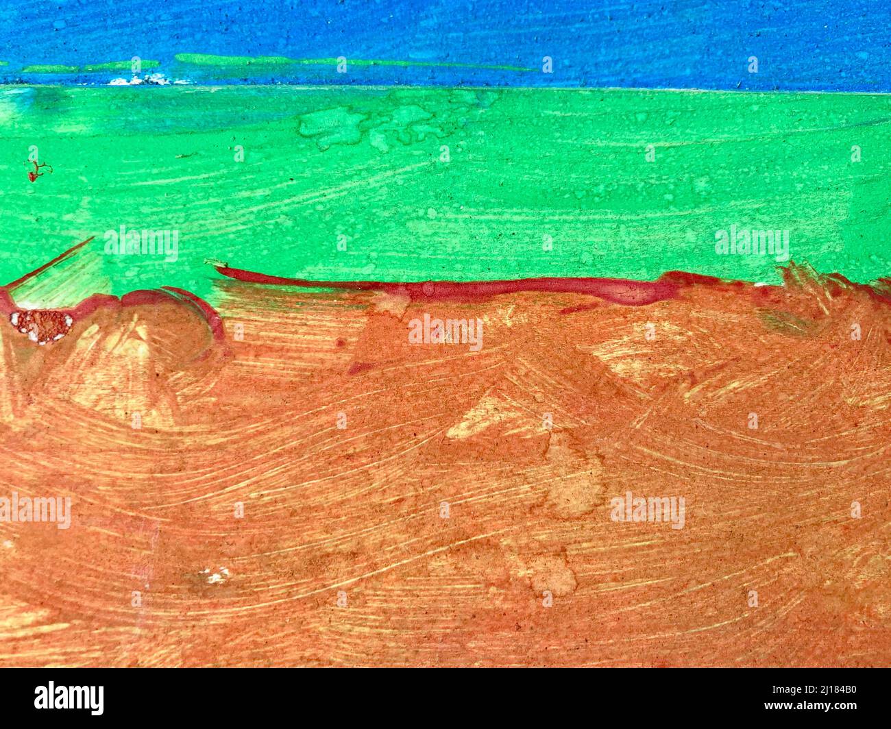 a wall painted unevenly with three colored paints Stock Photo - Alamy