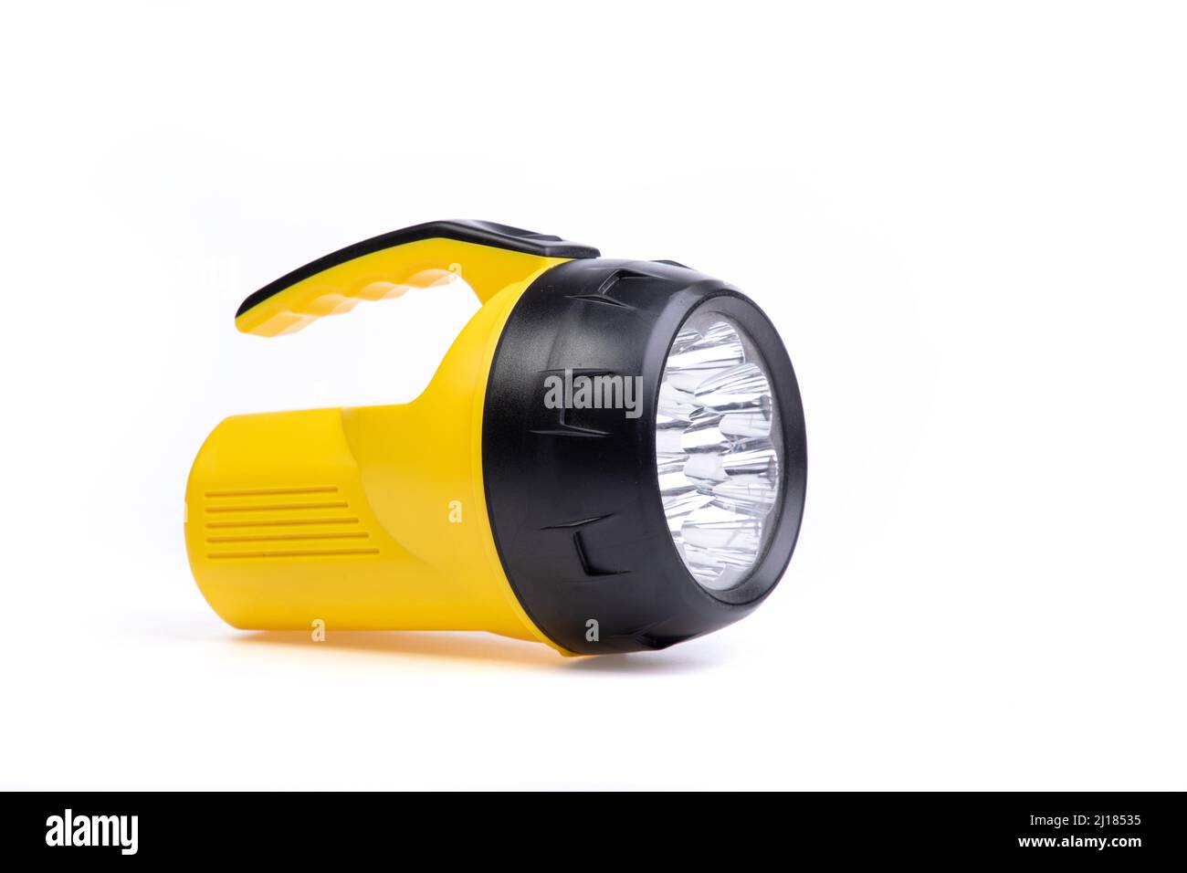 yellow and black flashlight on a white background Stock Photo - Alamy