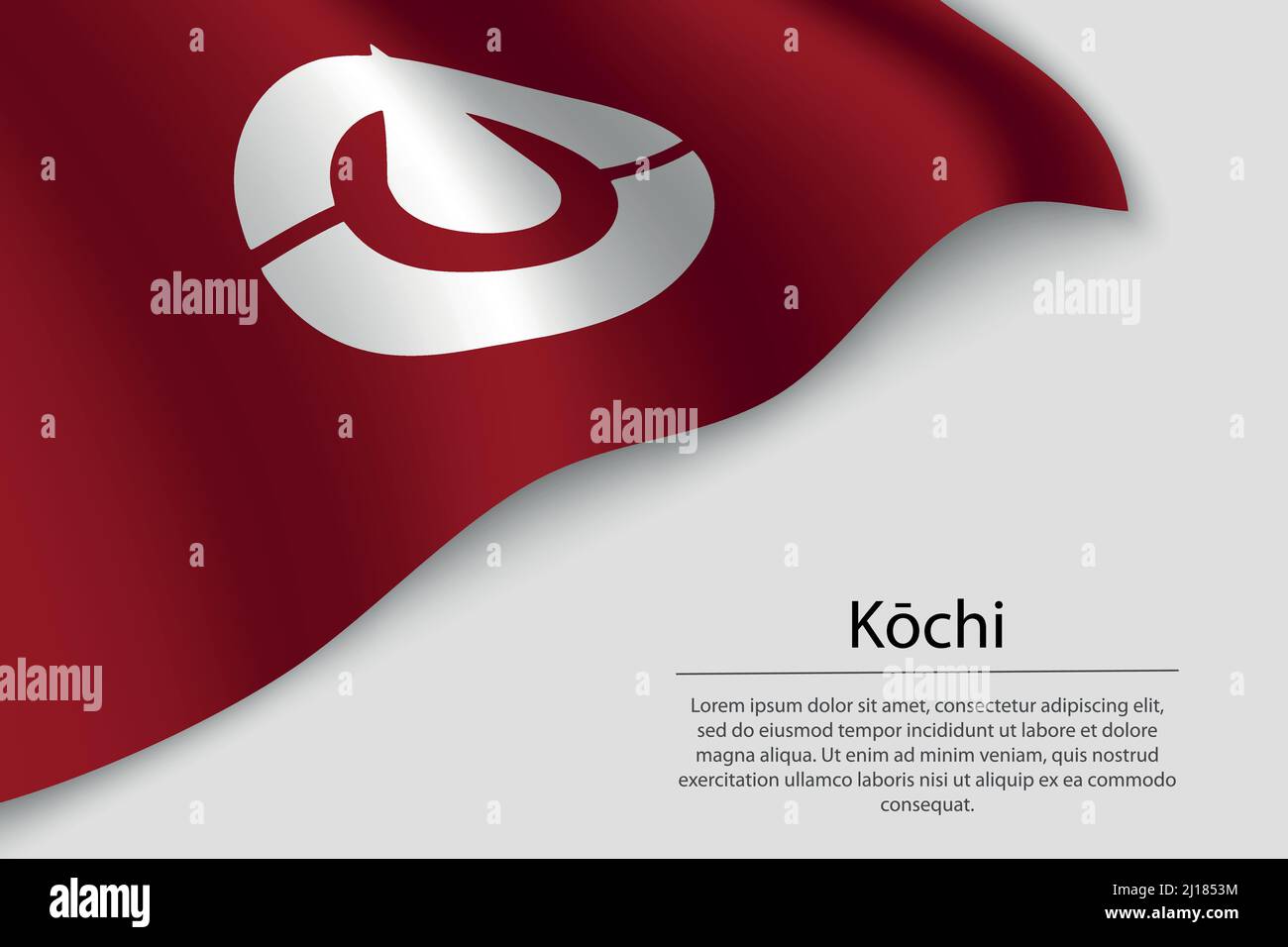 Wave flag of Kōchi is a region of Japan. Banner or ribbon vector ...