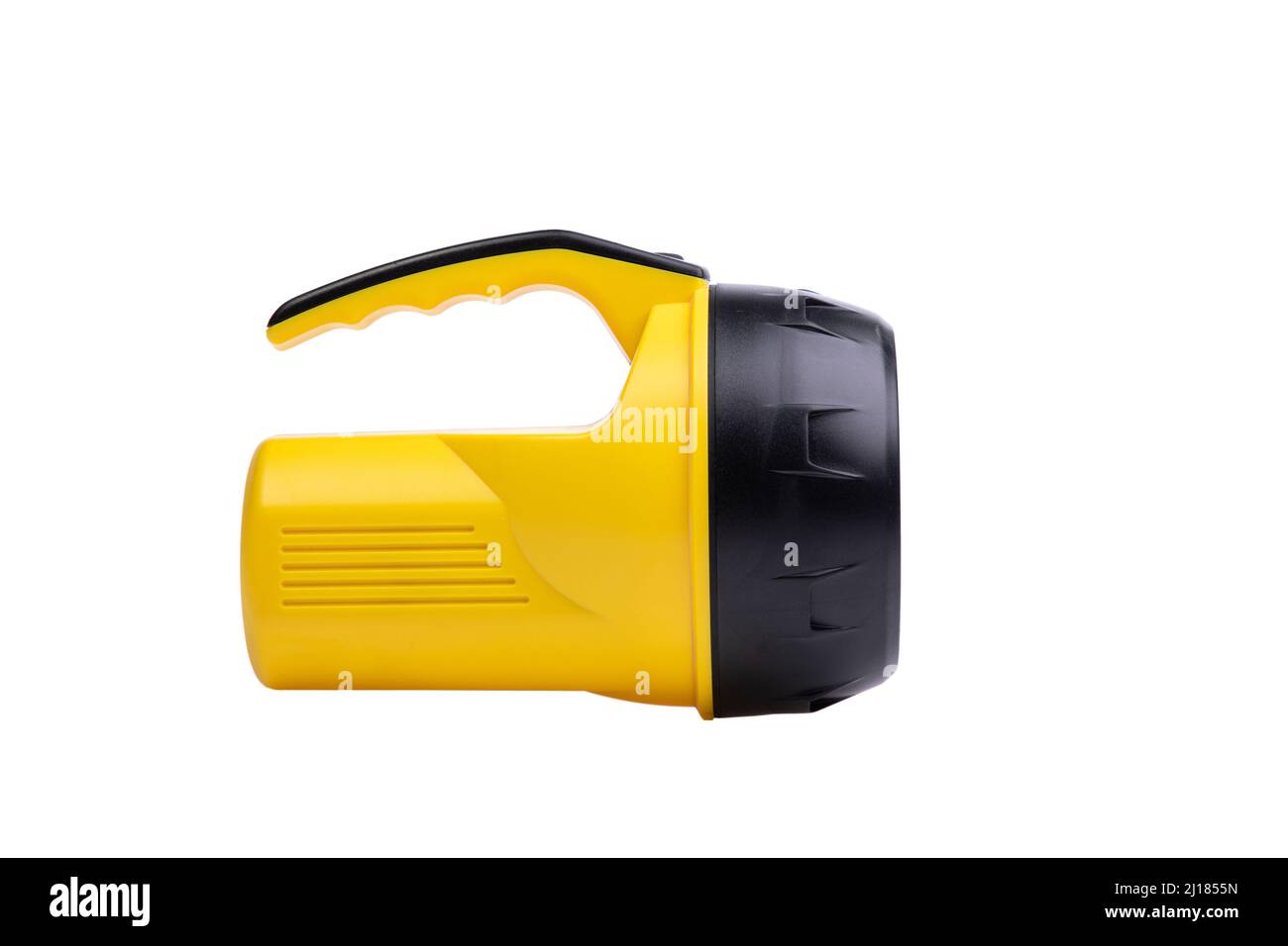 yellow and black flashlight on a white background Stock Photo - Alamy