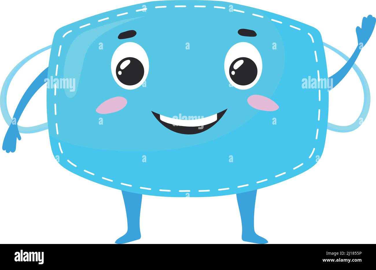 Medical mask character. Funny face protection with hands and legs ...