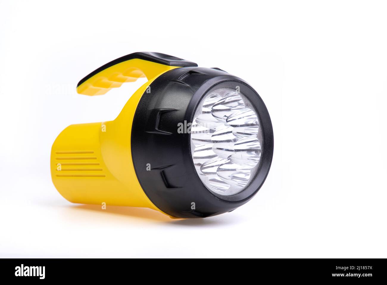 yellow and black flashlight on a white background Stock Photo - Alamy