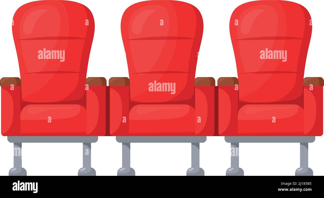 Red chairs icon. Row of soft cartoon armchairs isolated on white ...