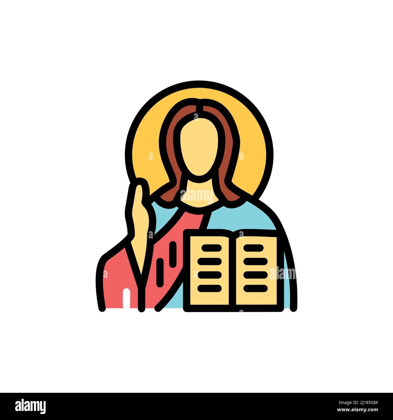 Jesus Christ line color icon. Isolated vector element. Outline ...