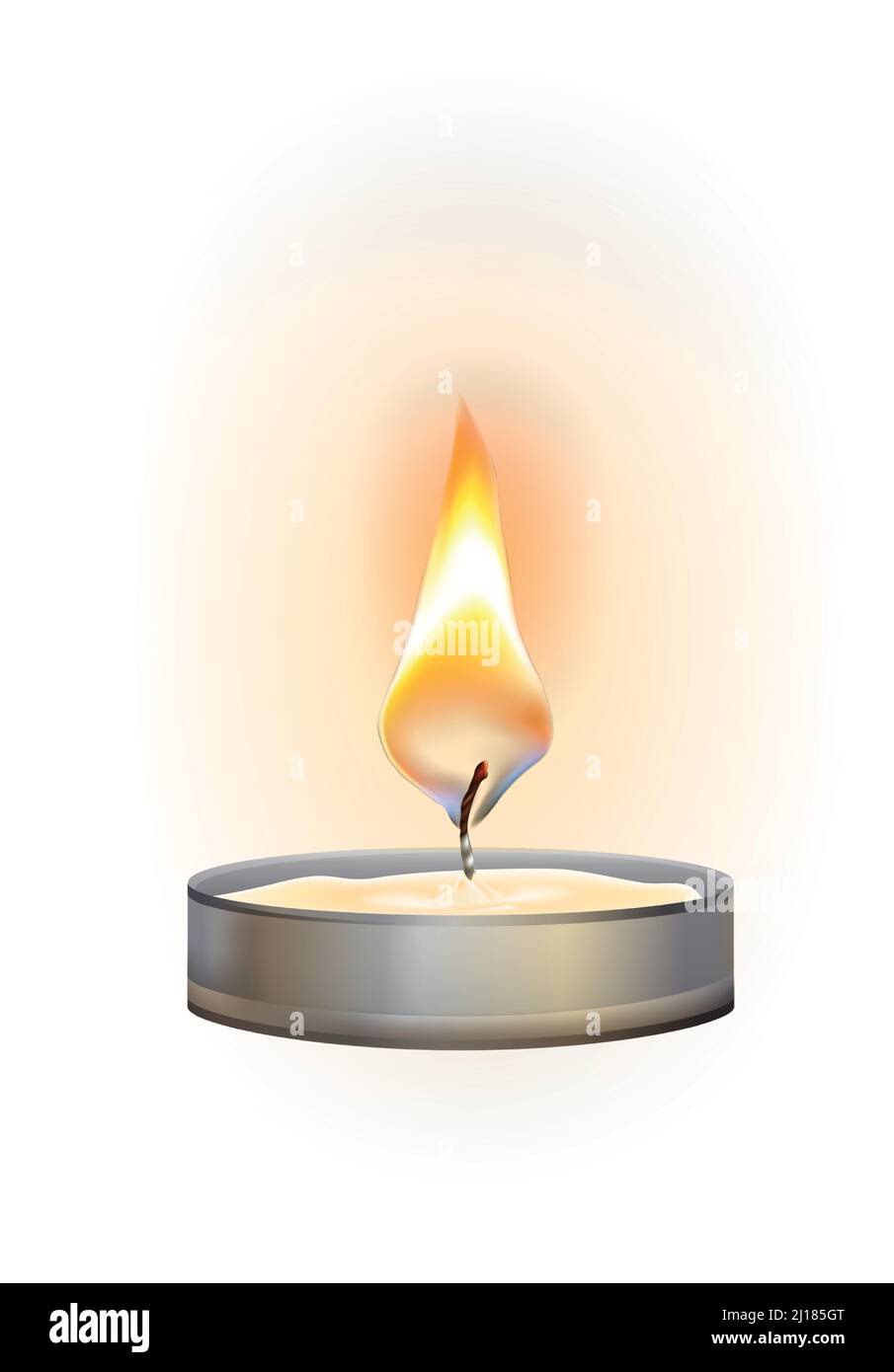 Candle flame. Burning wax in candlestick with realistic fire isolated ...