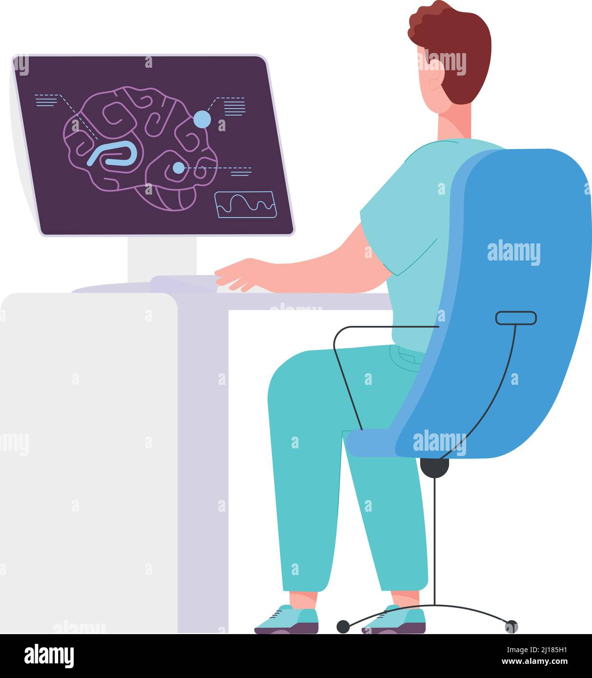 Doctor looking on brain scan on computer screen. Health diagnostics ...