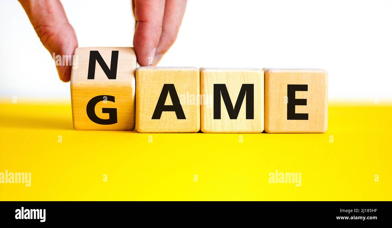 Name of the game symbol. Wooden blocks with concept words Name Game ...