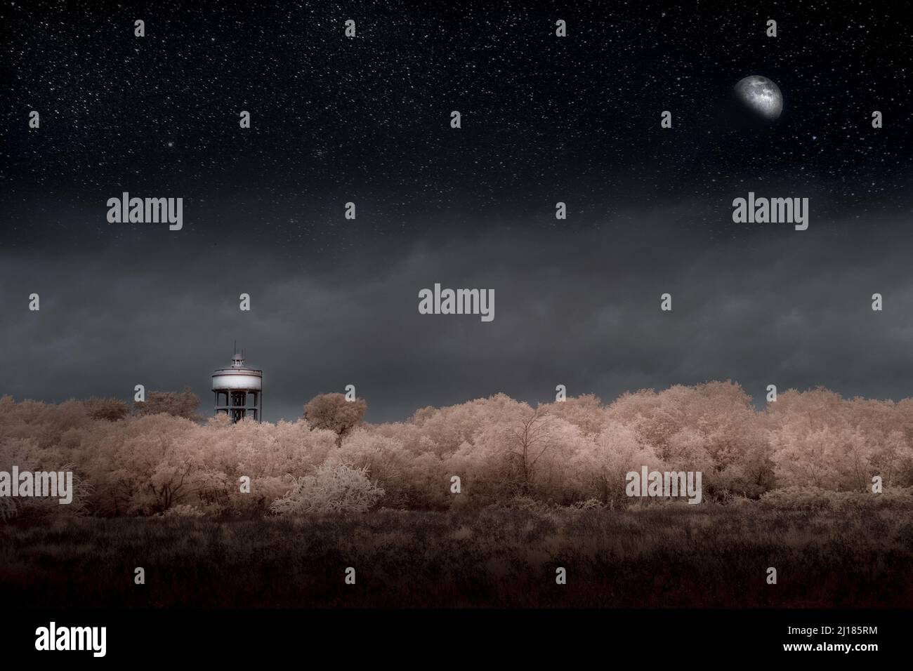 Infrared rural landscape night scene Stock Photo - Alamy