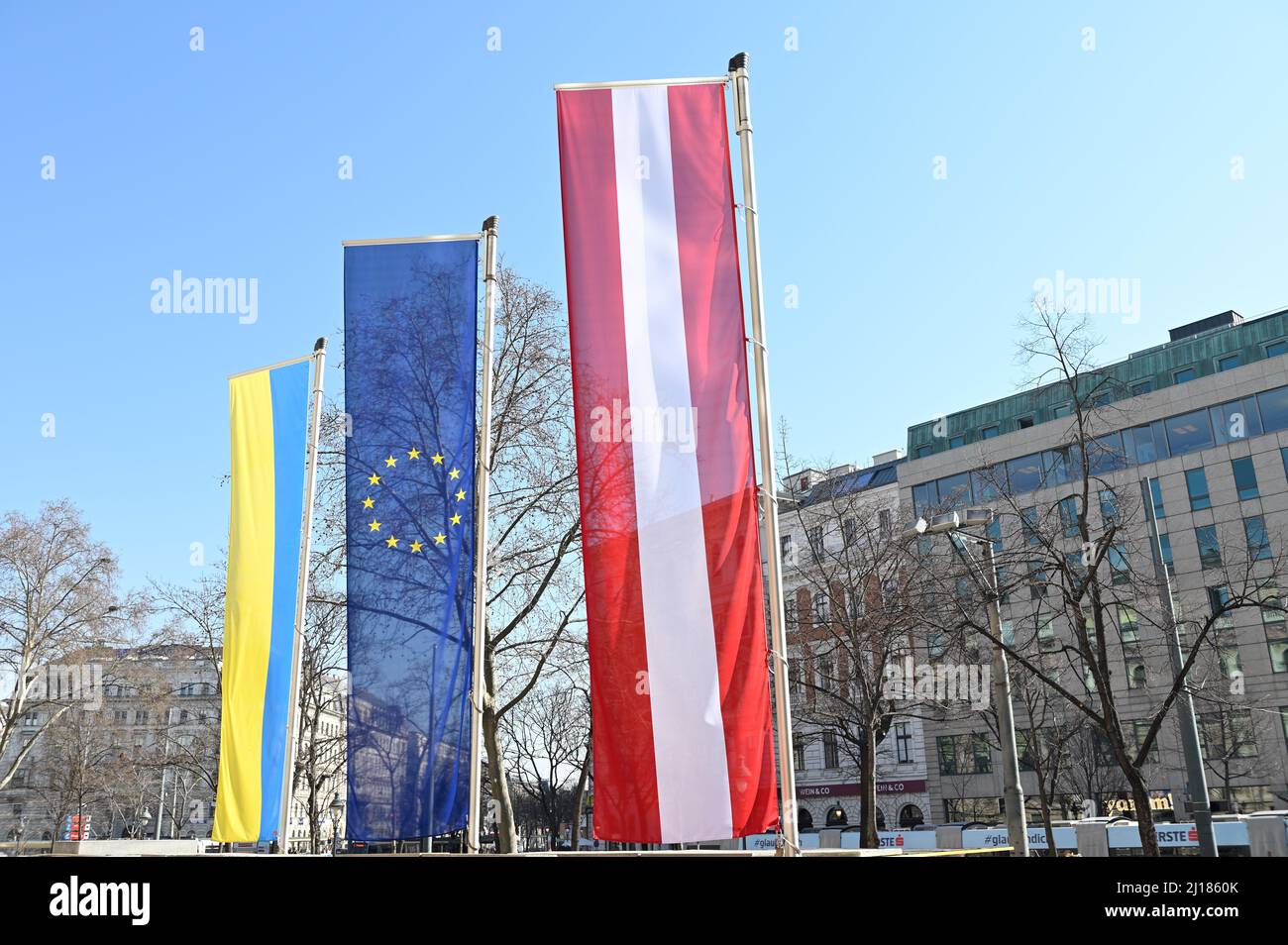 Vienna, Austria. March 23, 2022. The Ukrainian, European and Austrian ...