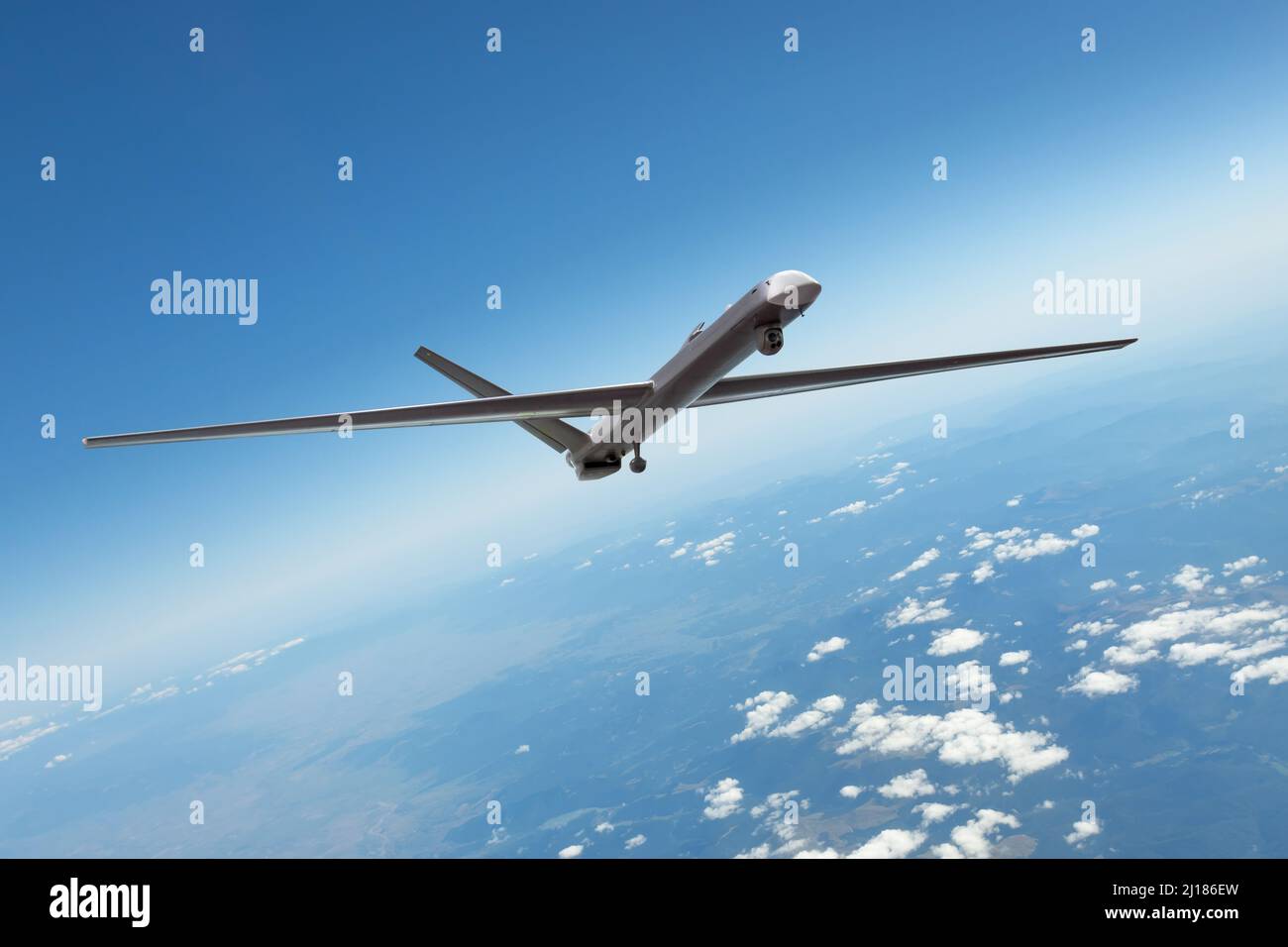 Unmanned military drone uav flying in the air, reconnaissance flight ...