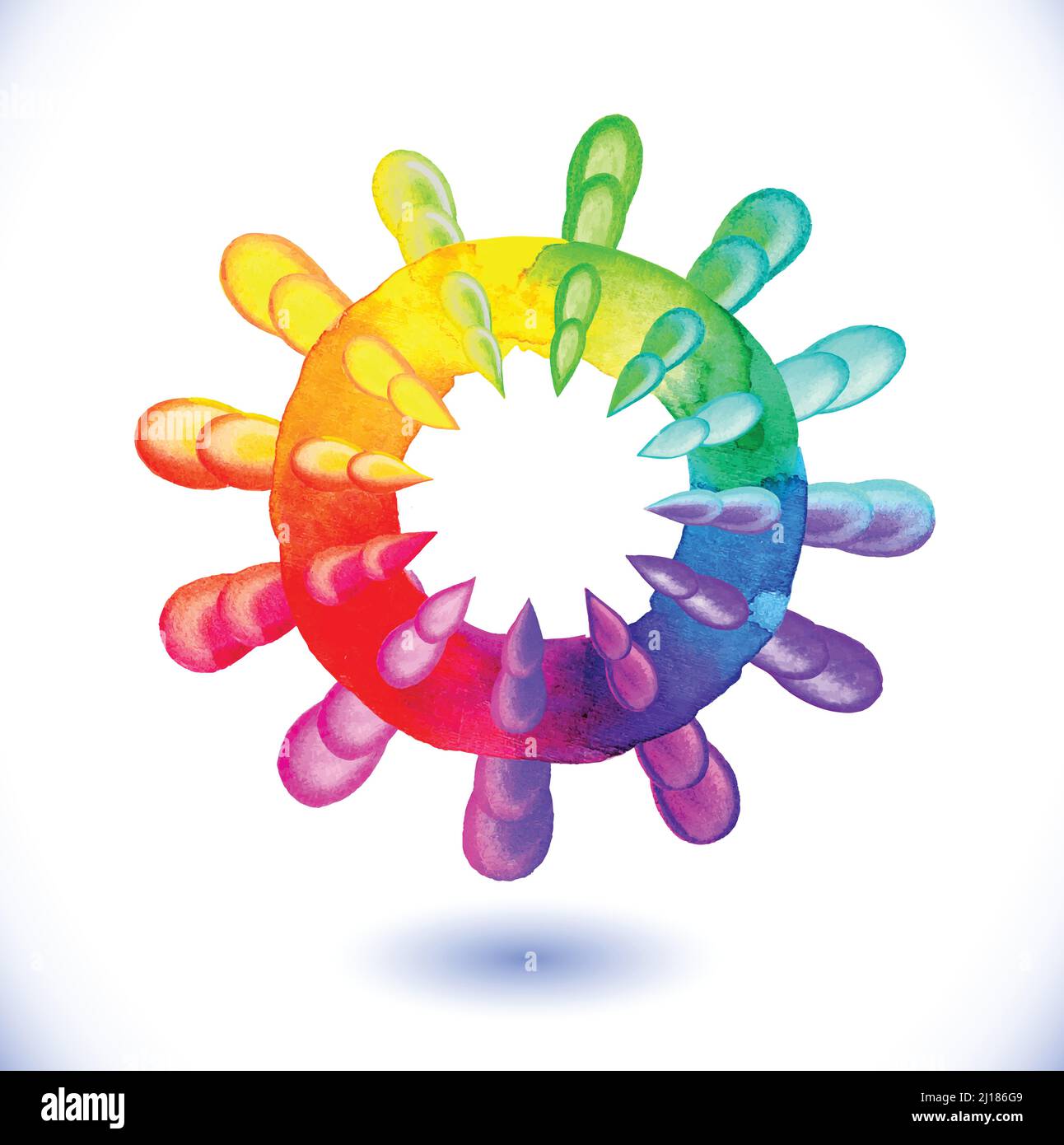 Vector background made of watercolor rainbow blobs, colorful paint ...