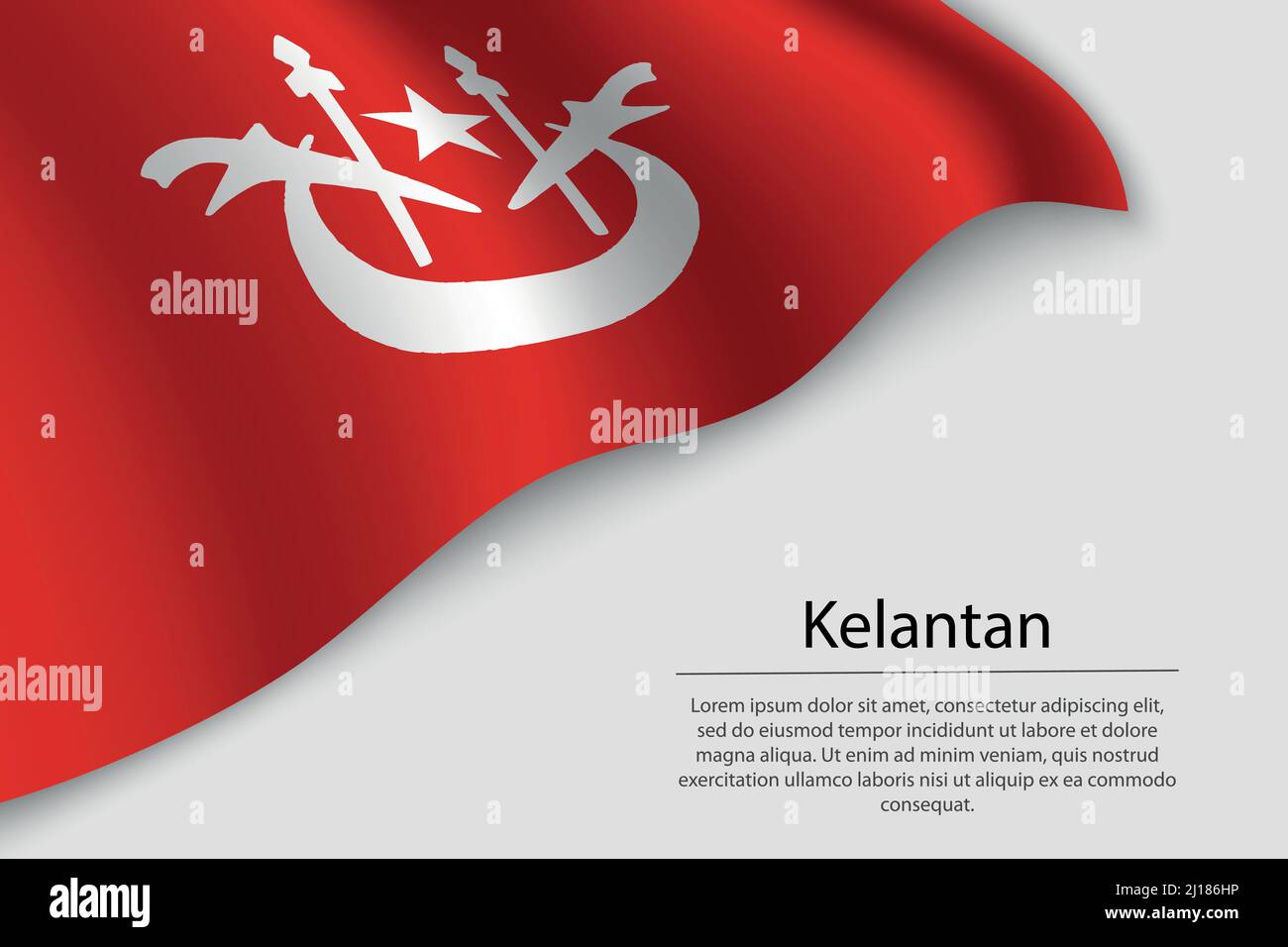 Wave flag of Kelantan is a region of Malaysia. Banner or ribbon vector ...