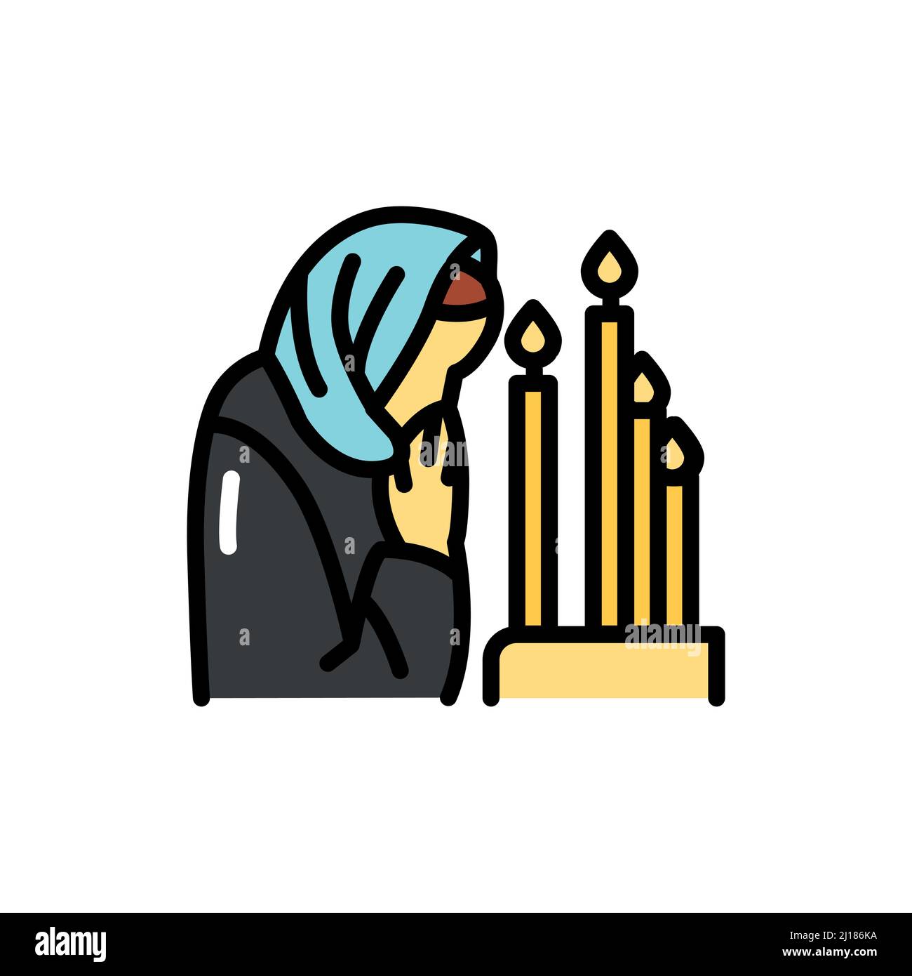 Woman praying in church Stock Vector Images - Alamy