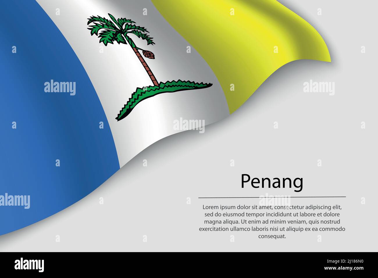 Wave flag of Penang is a region of Malaysia. Banner or ribbon vector ...