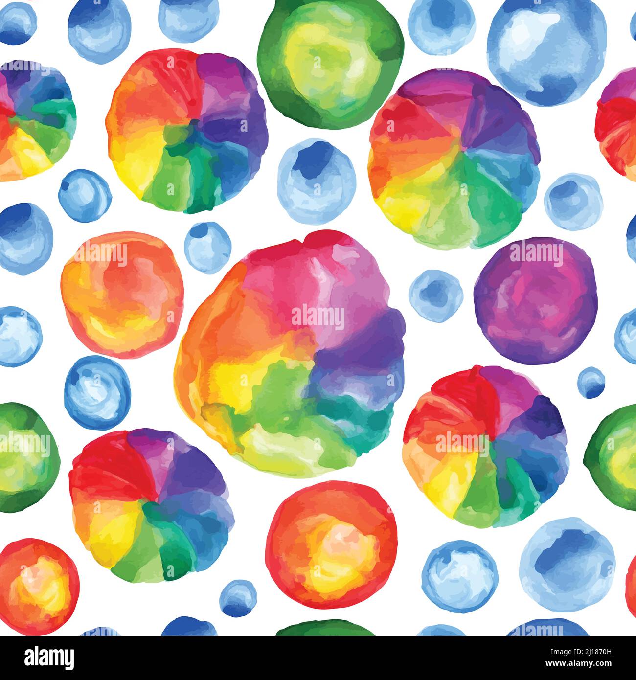 Watercolor rainbow repeated pattern. Abstracts rounded bubbles seamless ...
