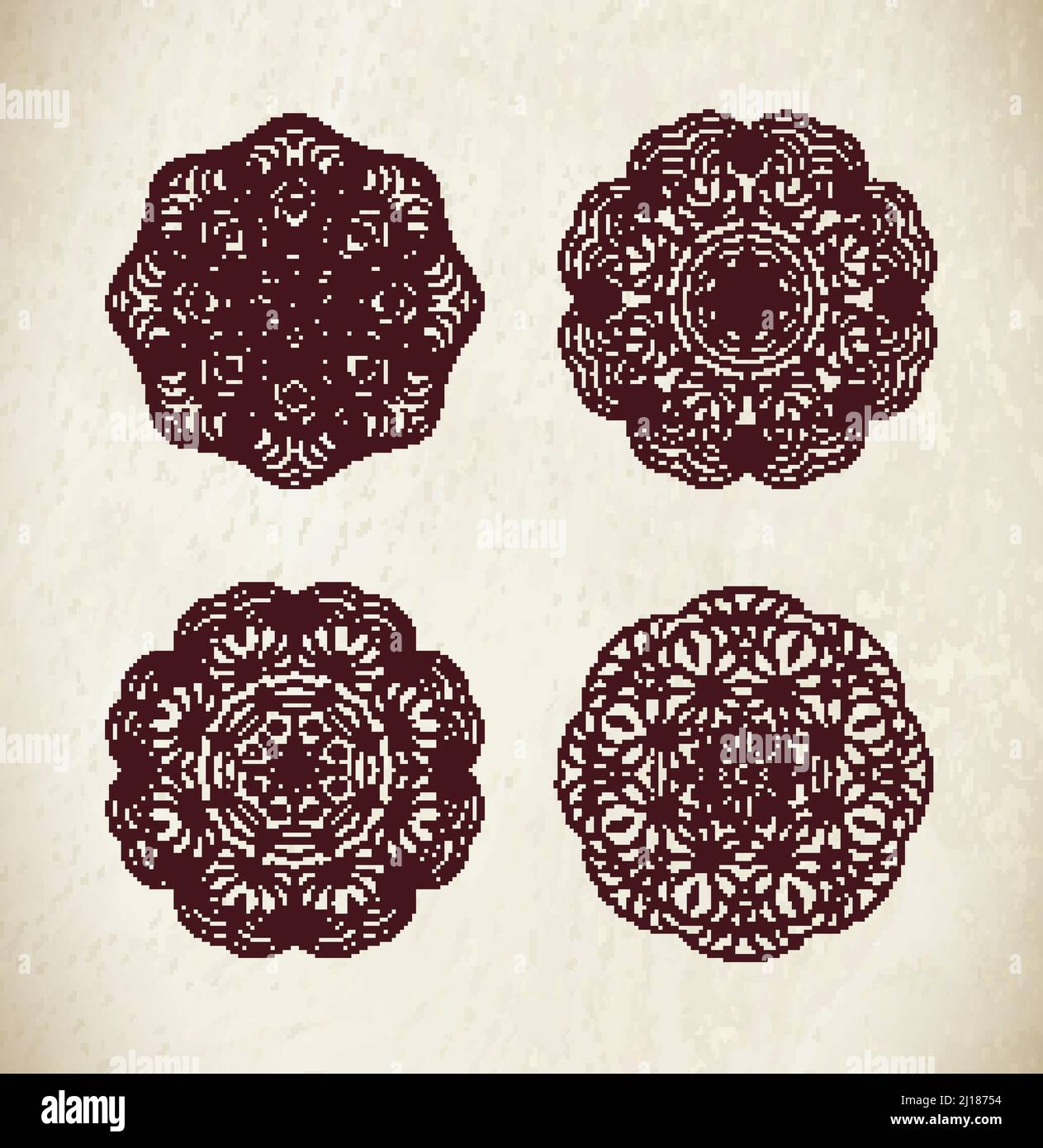 Circle ornament frame. Circular pattern of traditional motifs and ...