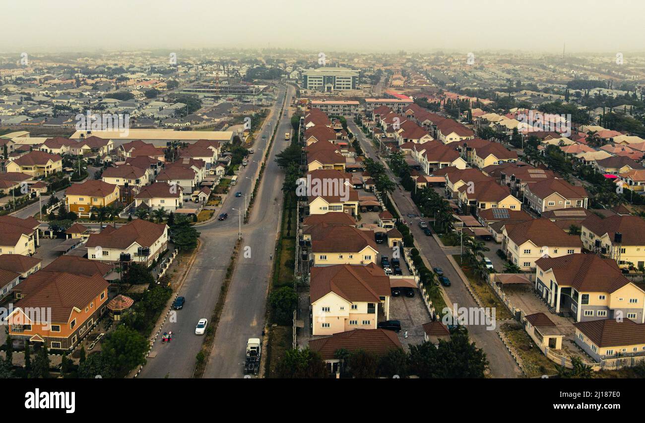 The Aerial urban building view drone footage Stock Photo - Alamy