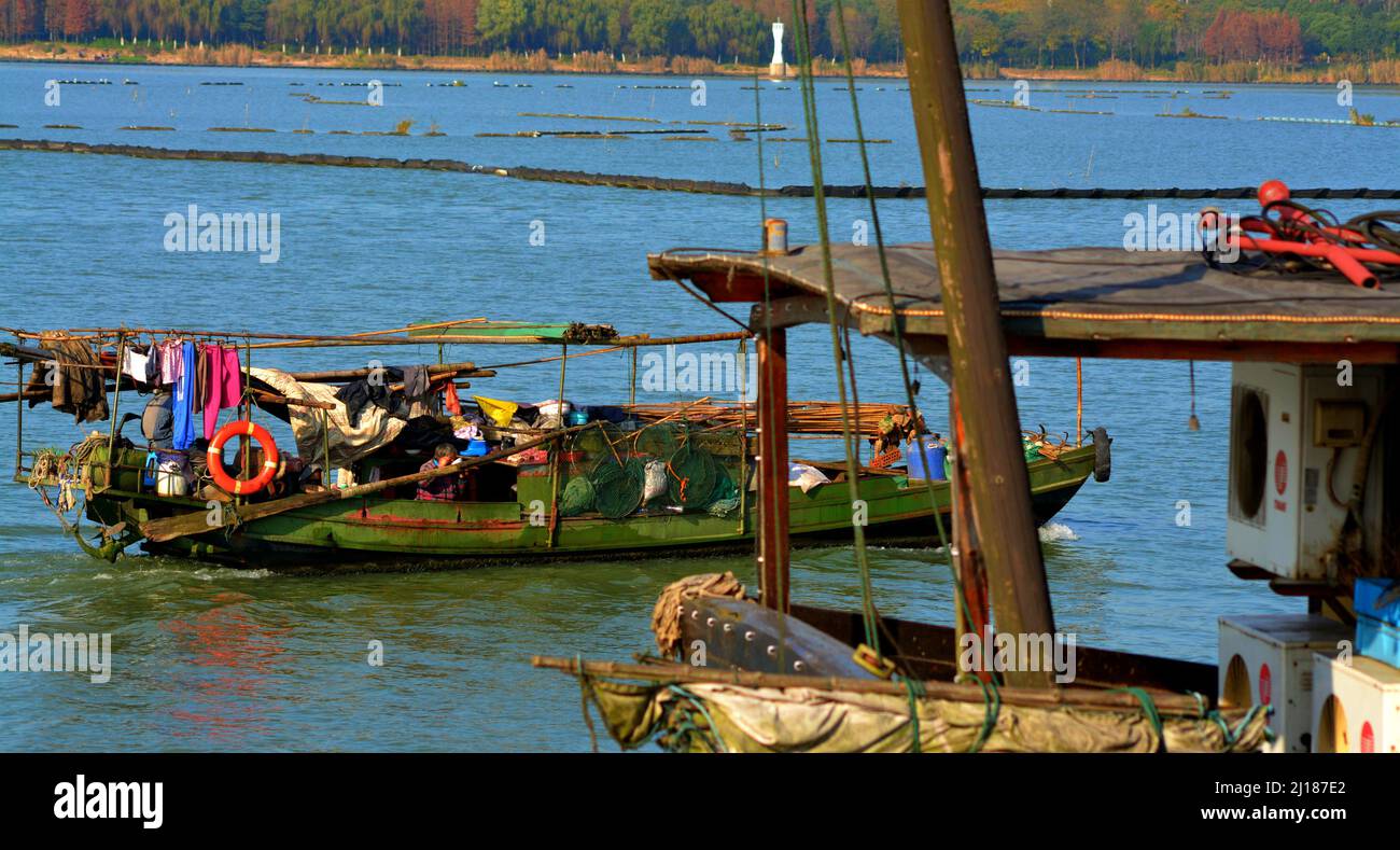 a photo of Chinese boat on Tai hu lake Stock Photo - Alamy