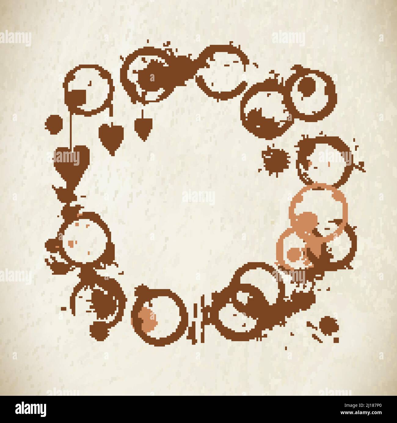 Coffee paint stains, splashes isolated on white background. Hand ...