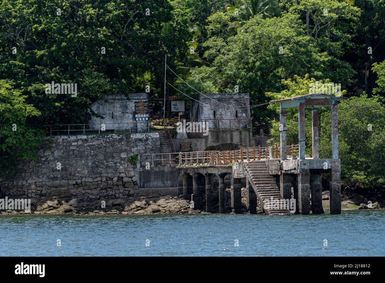 Beautiful view of the San Lucas national park Pier - Church and ruins ...