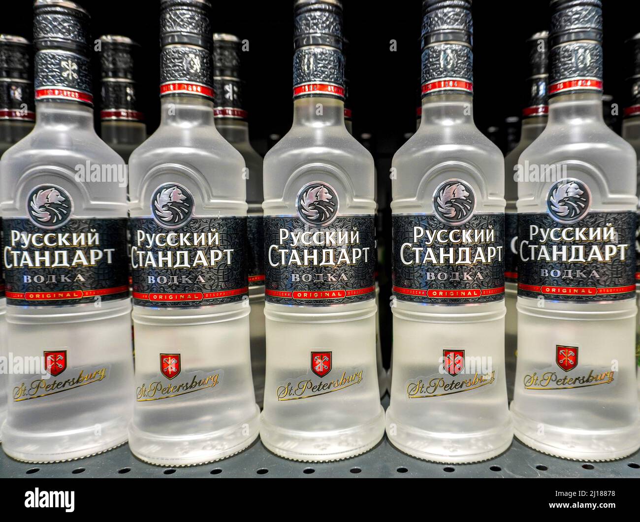 Moscow, Russia - March 12, 2022: Russian Standard vodka ready for sale ...