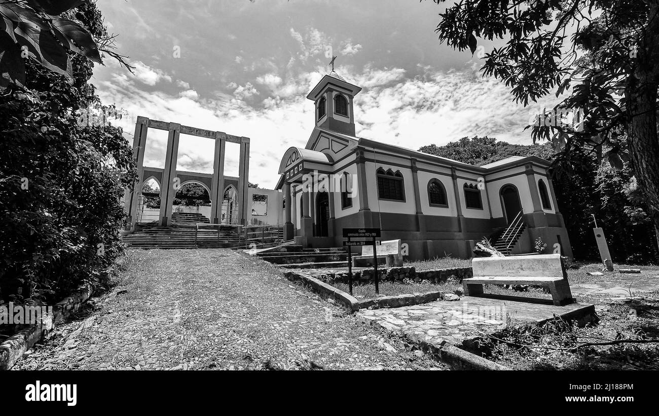 Beautiful view of the San Lucas national park Pier - Church and ruins ...