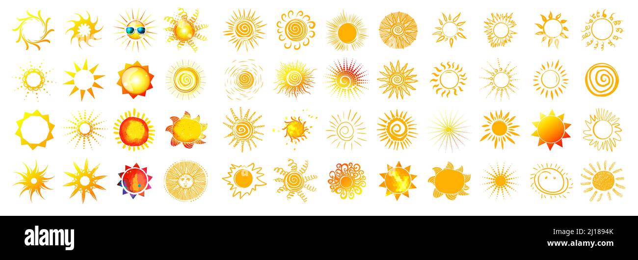 A large set of different suns. The sun is abstract. Hello summer ...