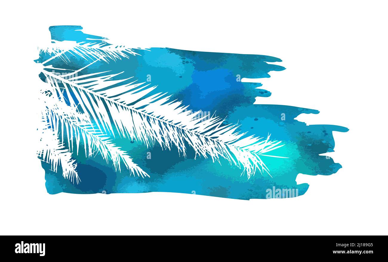 Summer exotic floral tropical palm, banana leaves in blue style. Blue ...