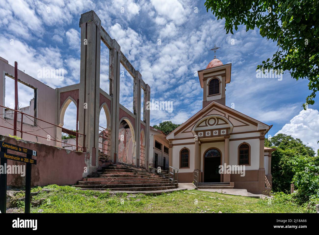 Beautiful view of the San Lucas national park Pier - Church and ruins ...