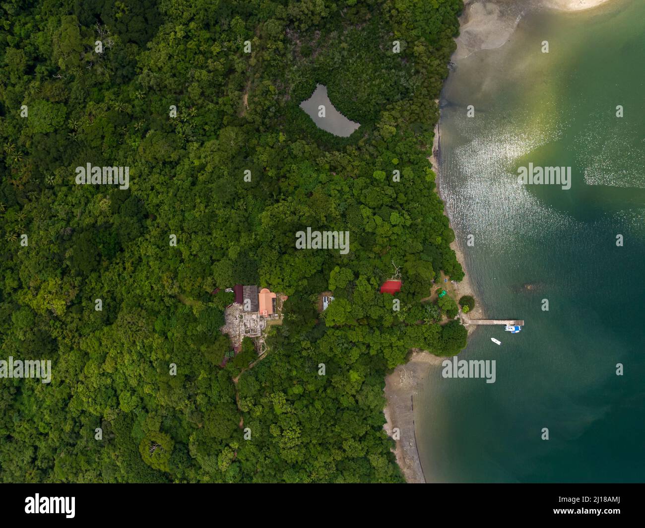 Beautiful view of the San Lucas national park Pier - Church and ruins ...