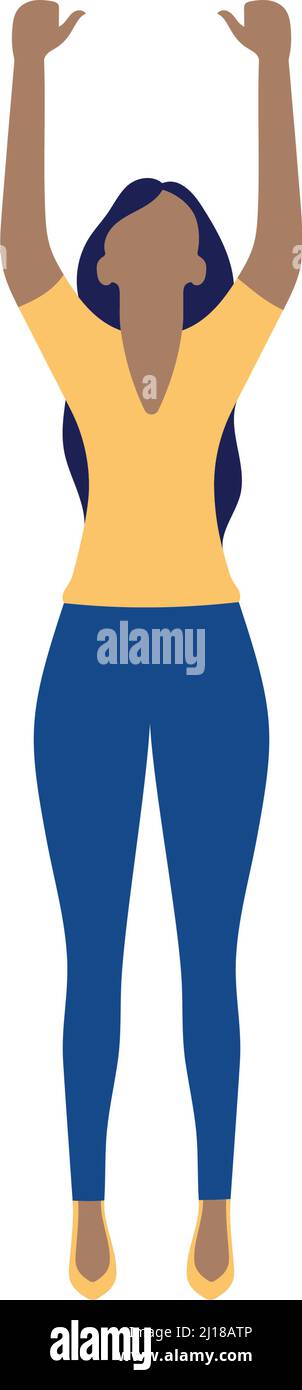 Isolated girl cartoon with both arms up Vector Stock Vector Image & Art ...