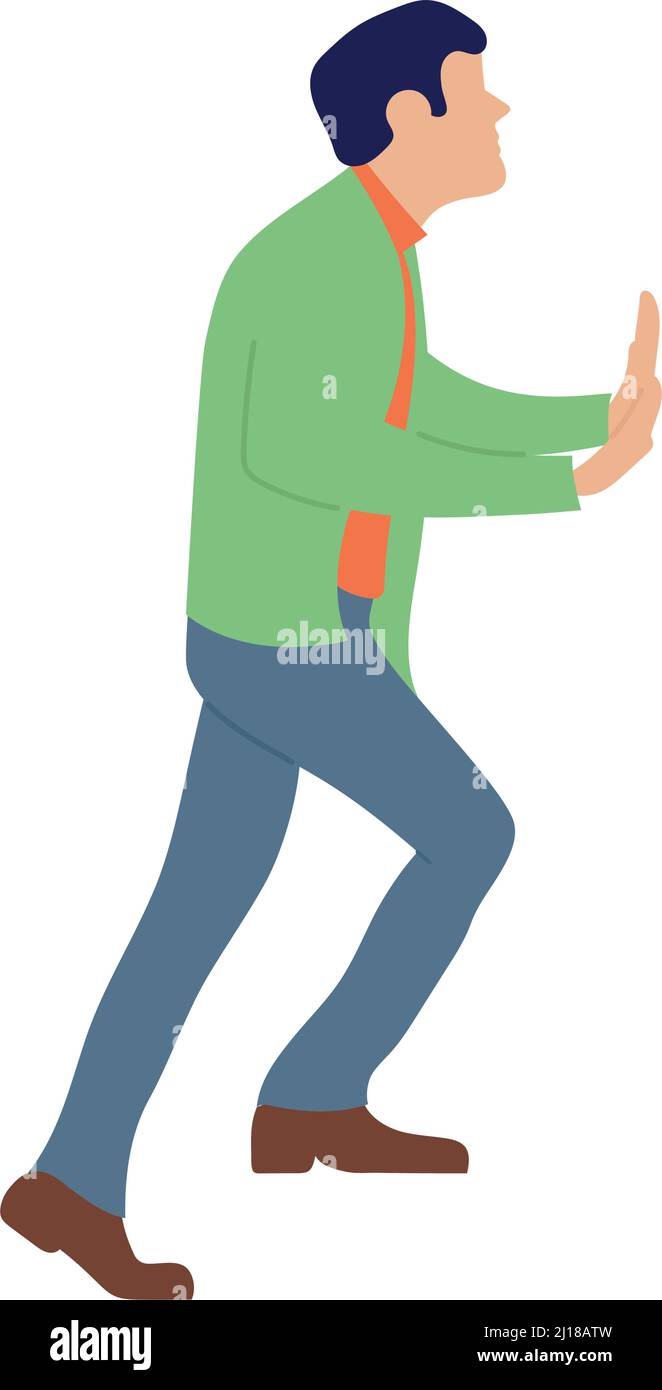 Isolated male cartoon doing an effort to push something Vector Stock ...