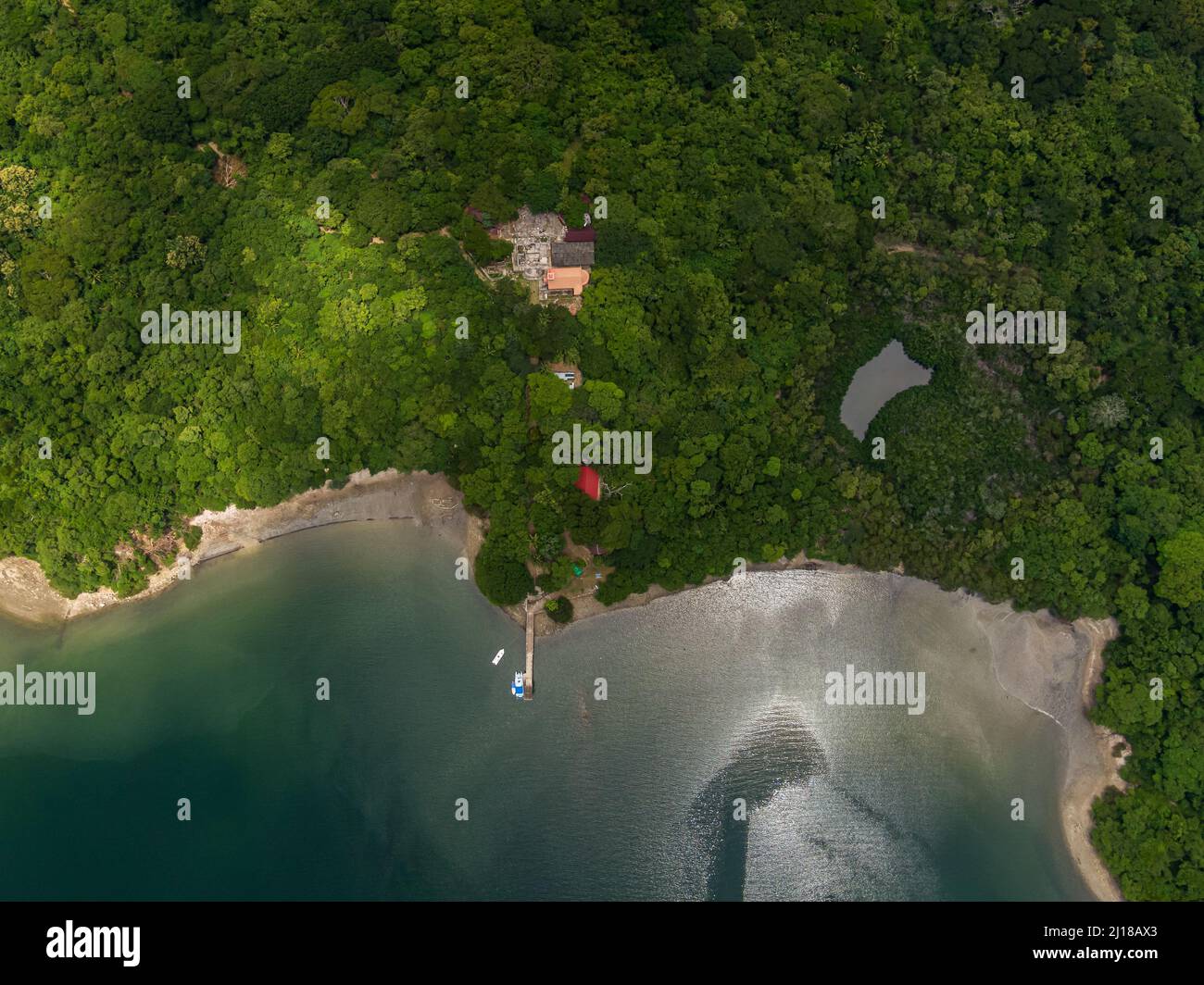 Beautiful view of the San Lucas national park Pier - Church and ruins ...