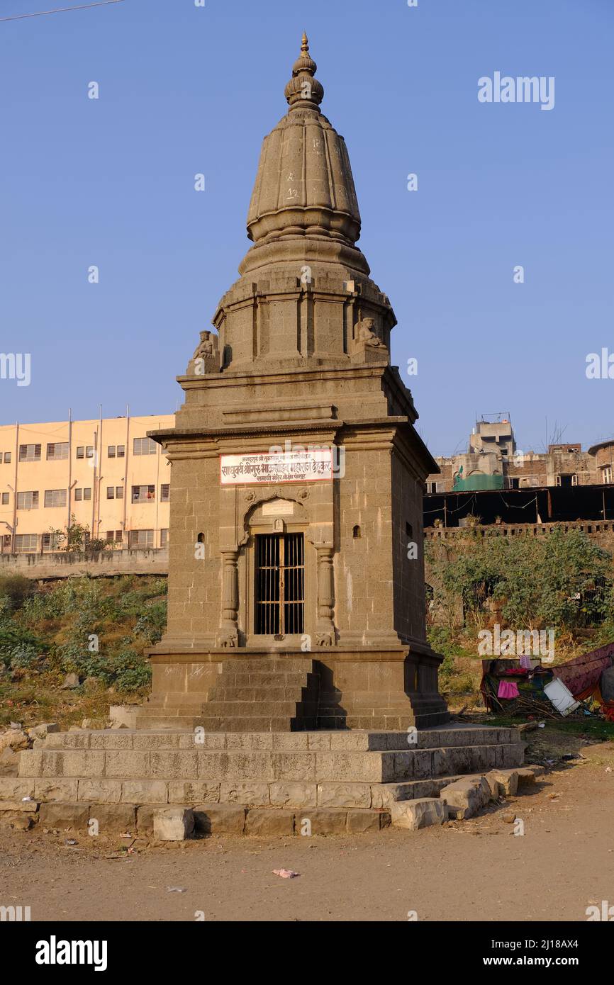 Pandharpur, India, 26 February 2022, Pundalik temple on bank of river ...