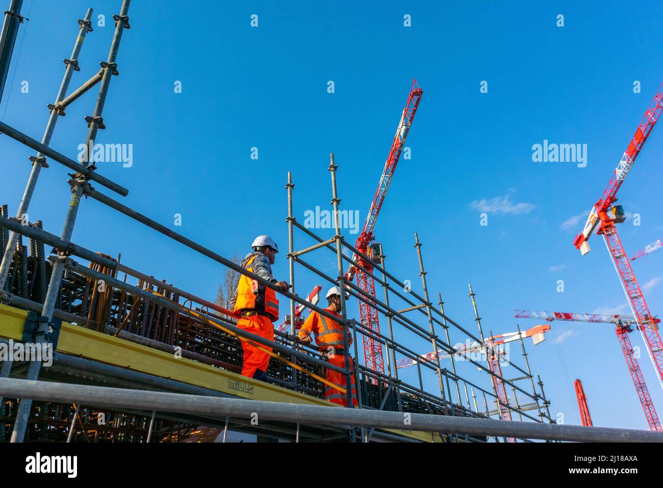 Paris, France, Construction Workers on Site, Sports Arena, "Porte de la ...