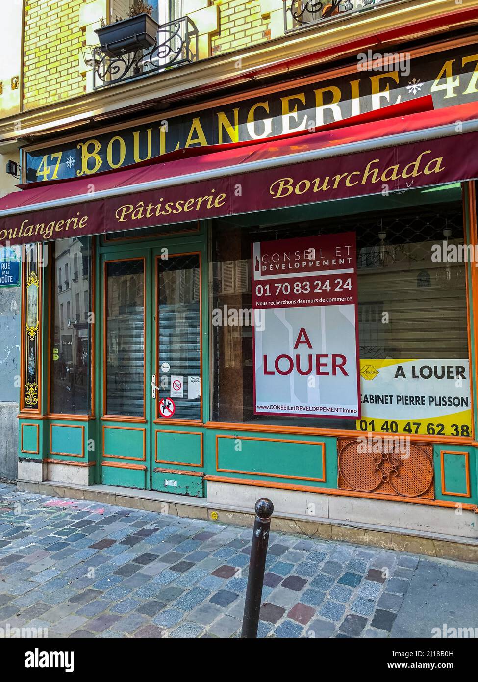 Paris, France, French Bakery Shop Front, Boulangerie, for Rent Sign ...