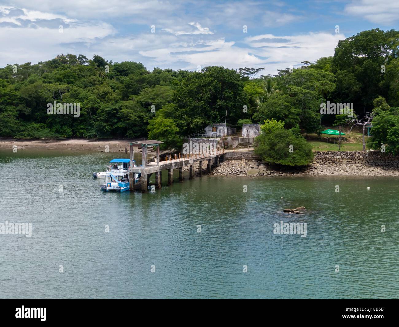 Beautiful view of the San Lucas national park Pier - Church and ruins ...