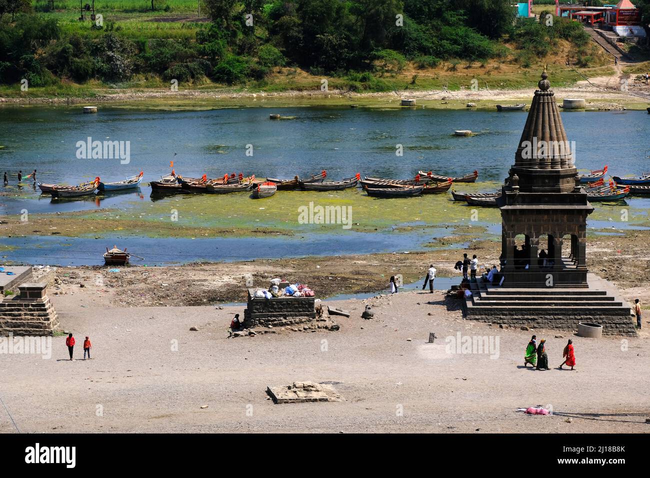 Pandharpur, India, 26 February 2022, Pundalik temple on bank of river ...