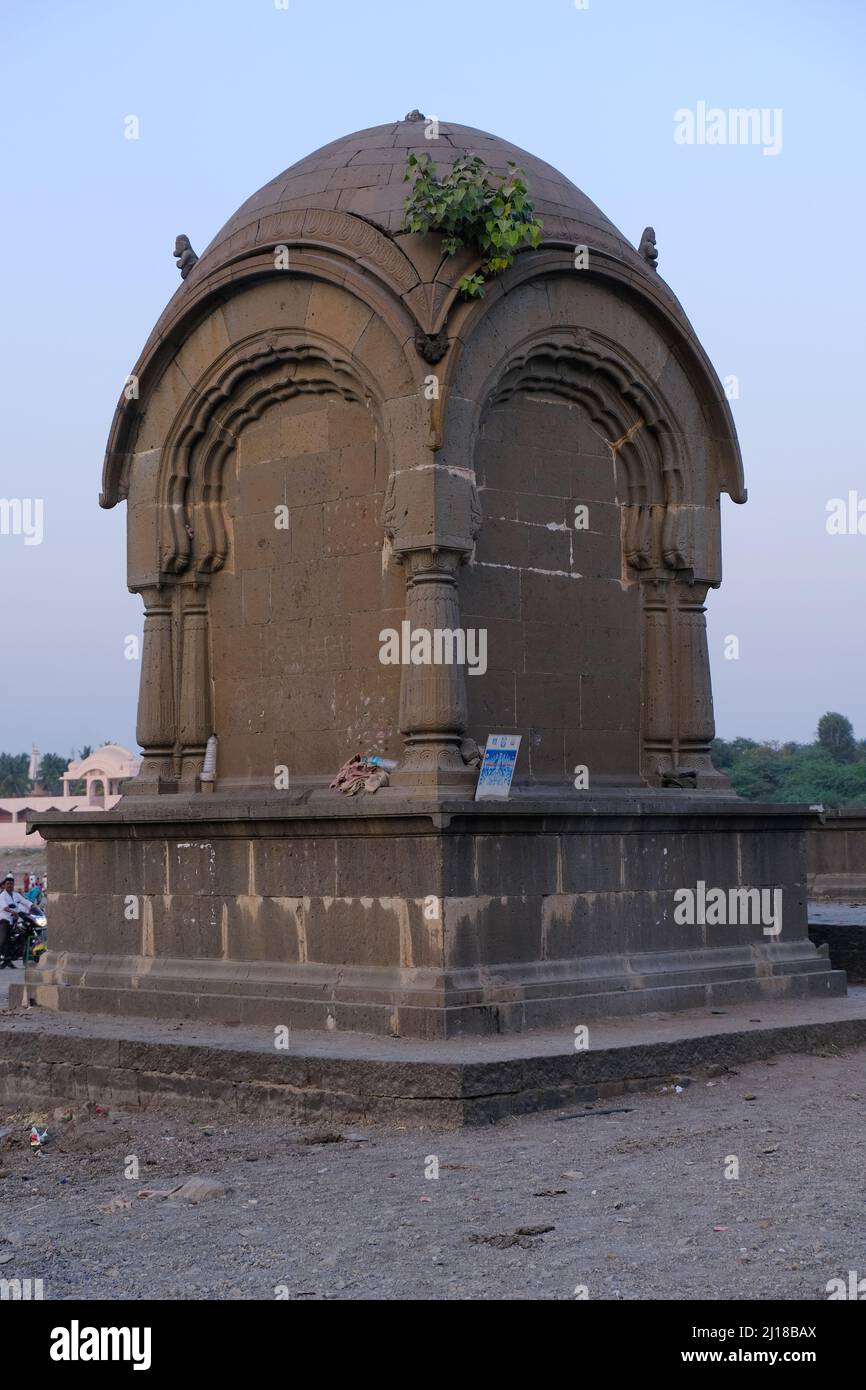 Pandharpur, India, 26 February 2022, Pundalik temple on bank of river ...