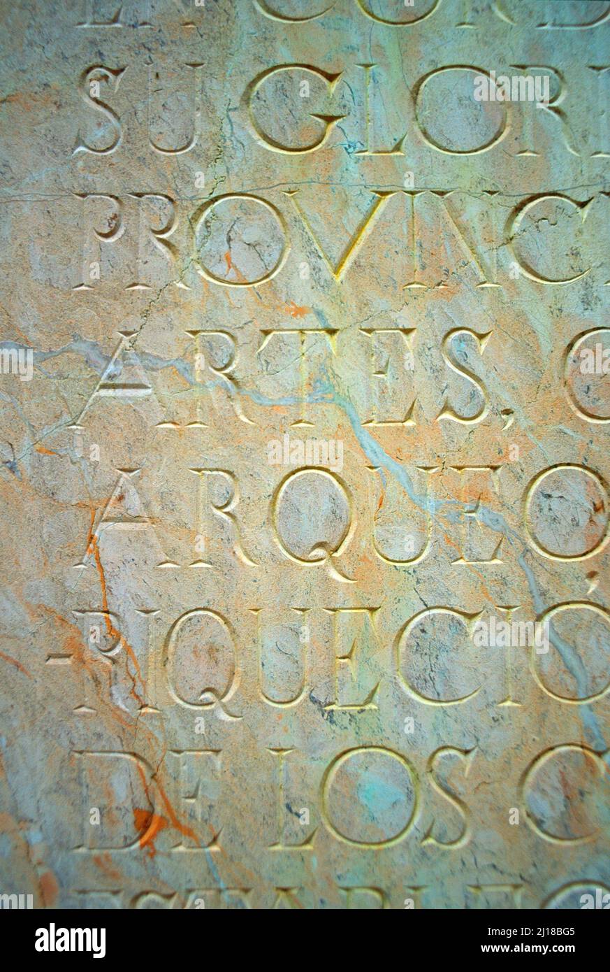 Spanish, stone engraving Stock Photo - Alamy