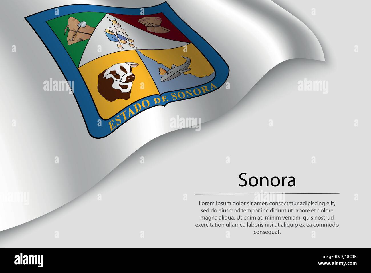 Wave flag of Sonora is a region of Mexico. Banner or ribbon vector ...