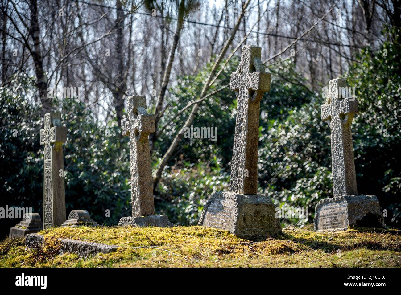 Horsham, March 8th 2022: Celtic memorial crosses at St John's Church ...
