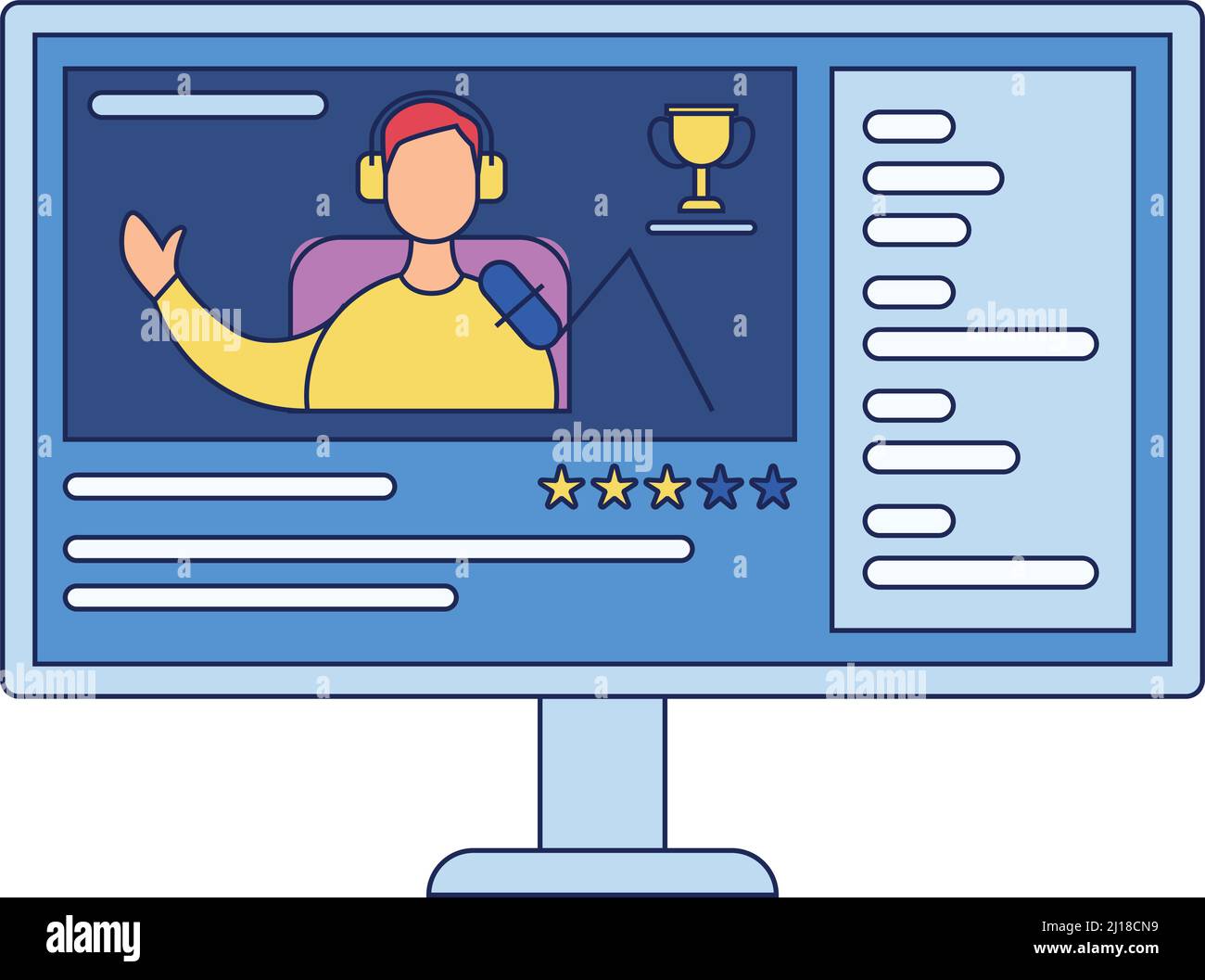 Isolated computer monitor with a stream service app Vector Stock Vector ...