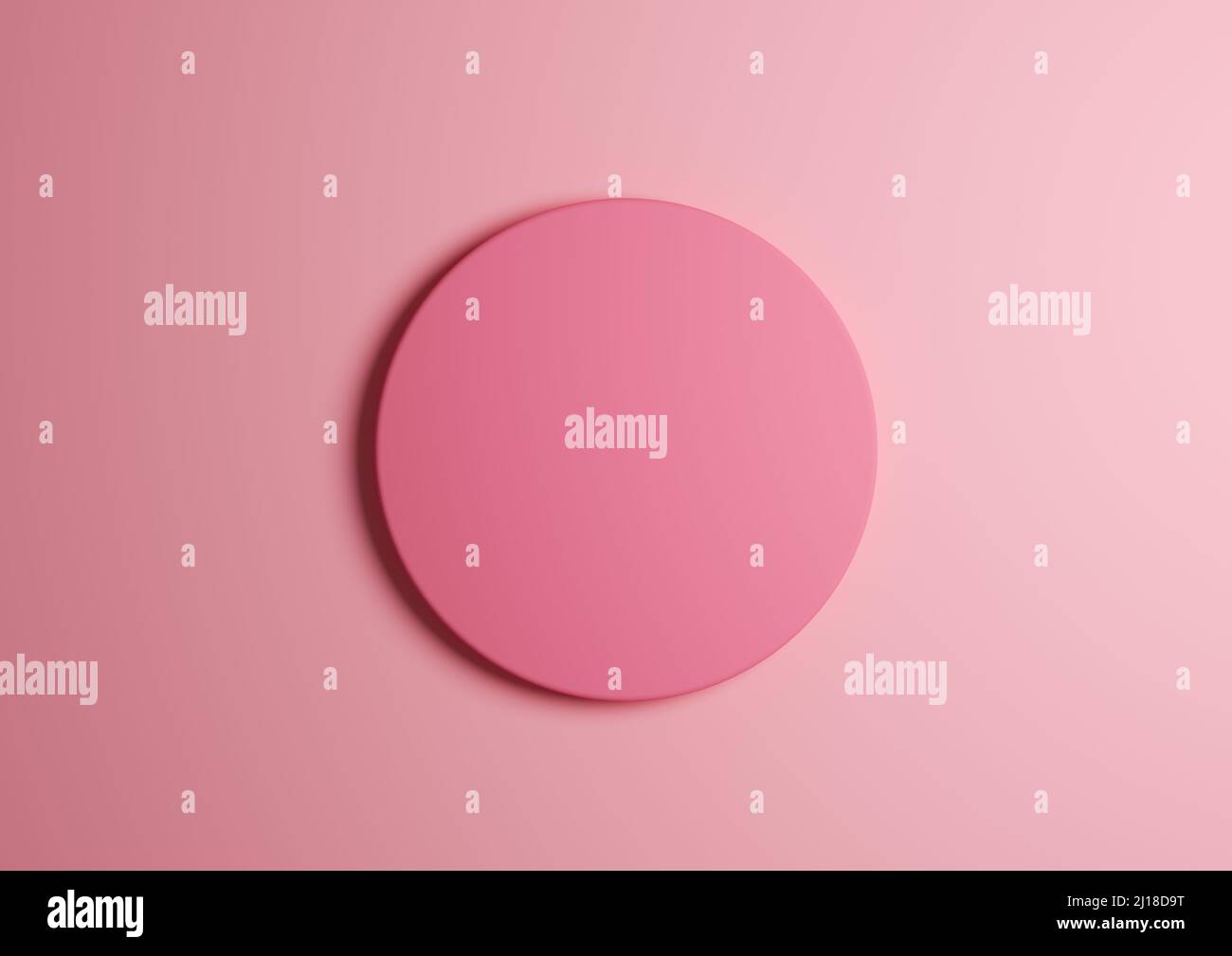 3D illustration of a bright pink circle podium or stand top view flat ...