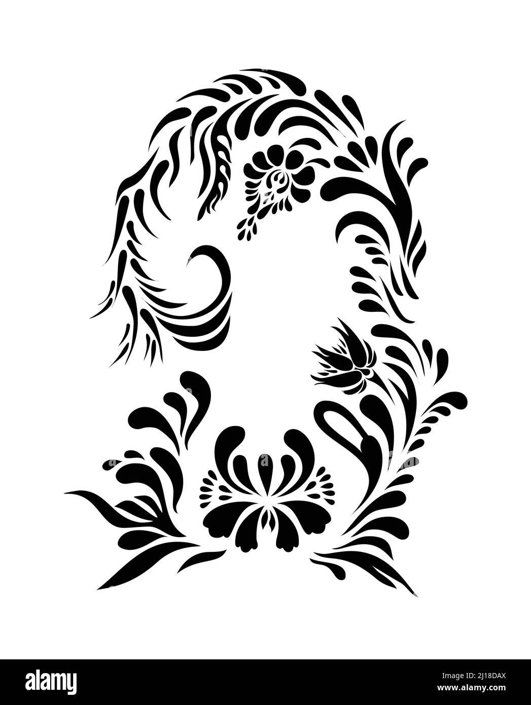 Vector floral background. Vintage monochrome floral pattern Stock ...