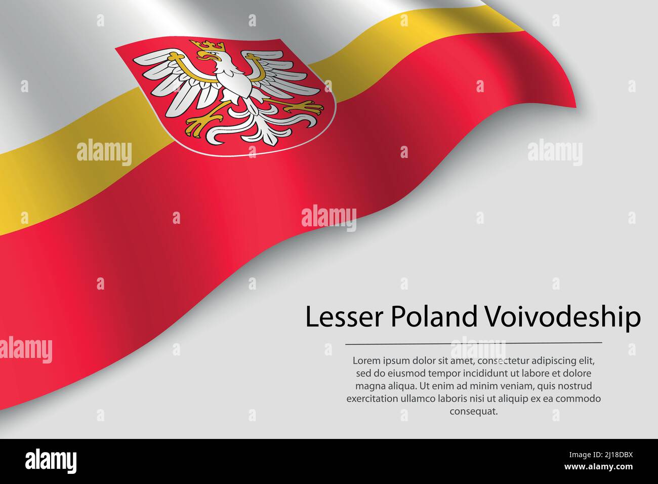 Wave flag of Lesser Poland Voivodeship is a region of Poland. Banner or ...